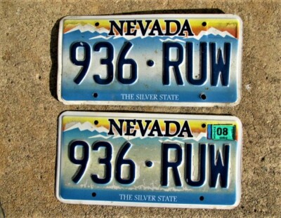 Vintage Nevada License Plate Pair Auto 936 RUW Classic Car Truck 2000's ...
