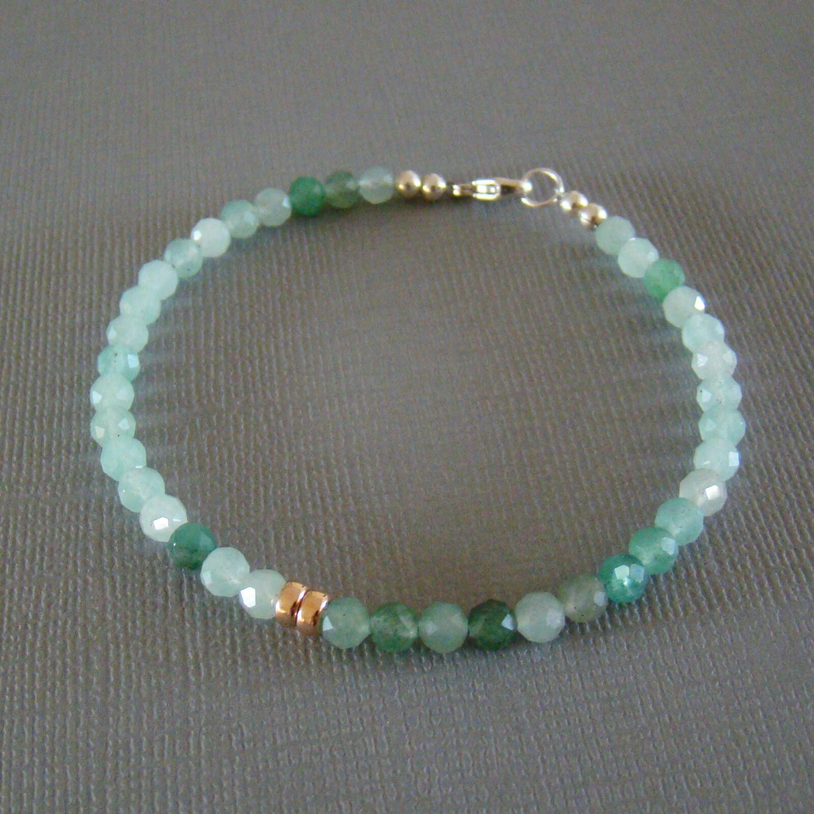 U&C Sundance Multi Green Mint Jade Aventurine 14kt Rose Gold 925 Silver ...