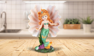 Green Tailed Mermaid Girl 6.75"H Mergirl Statue Figurine Home Decor ...