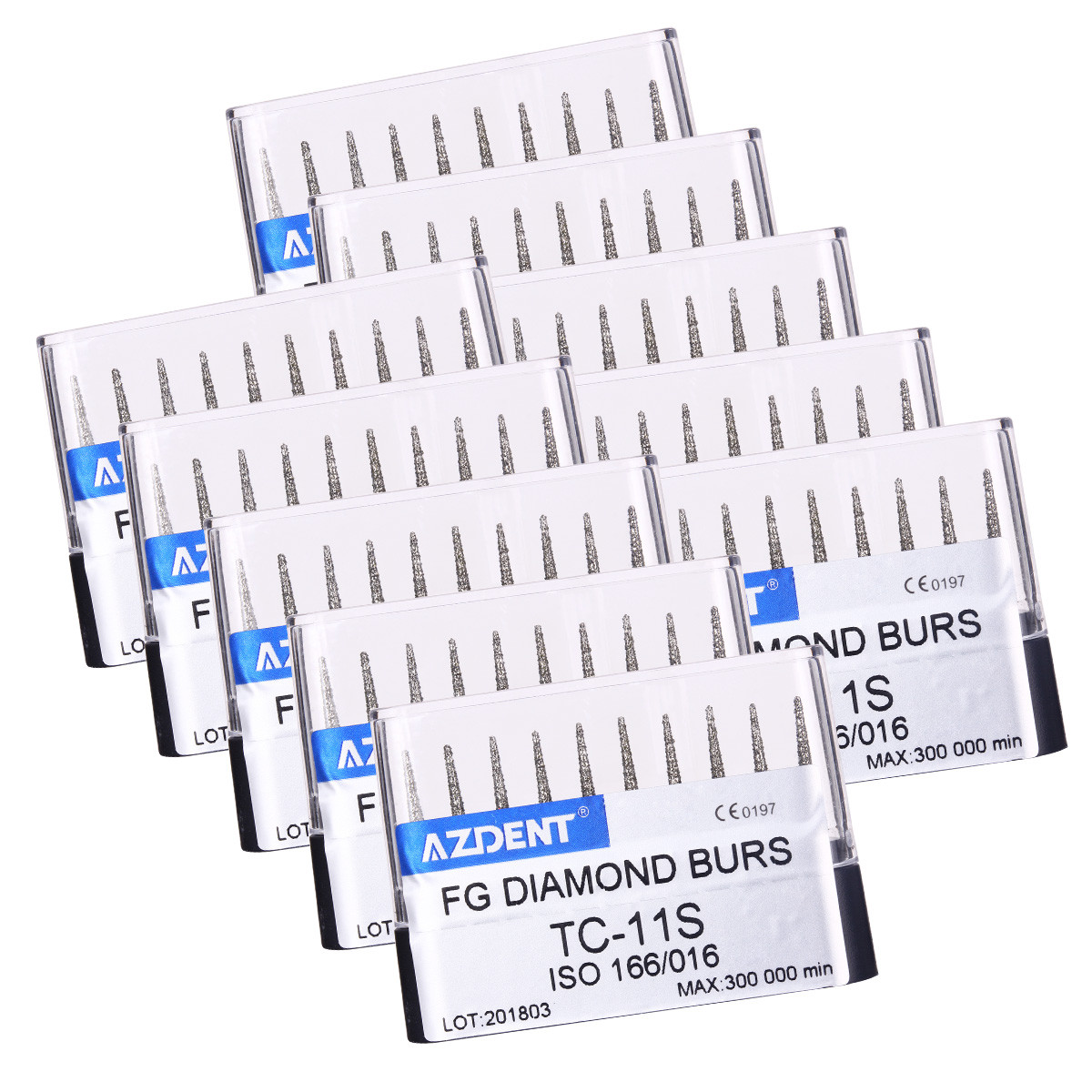 10pc/kit Dental Diamond Bur Tips Set Drills Burs for High Speed ...