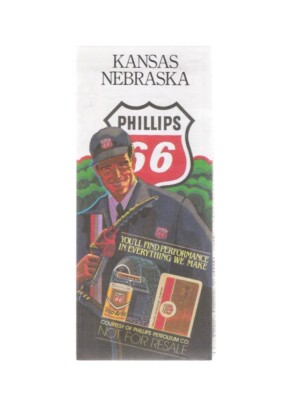 Vintage 1985 Phillips 66 Kansas Nebraska Road & Travel Map Coke Is It ...