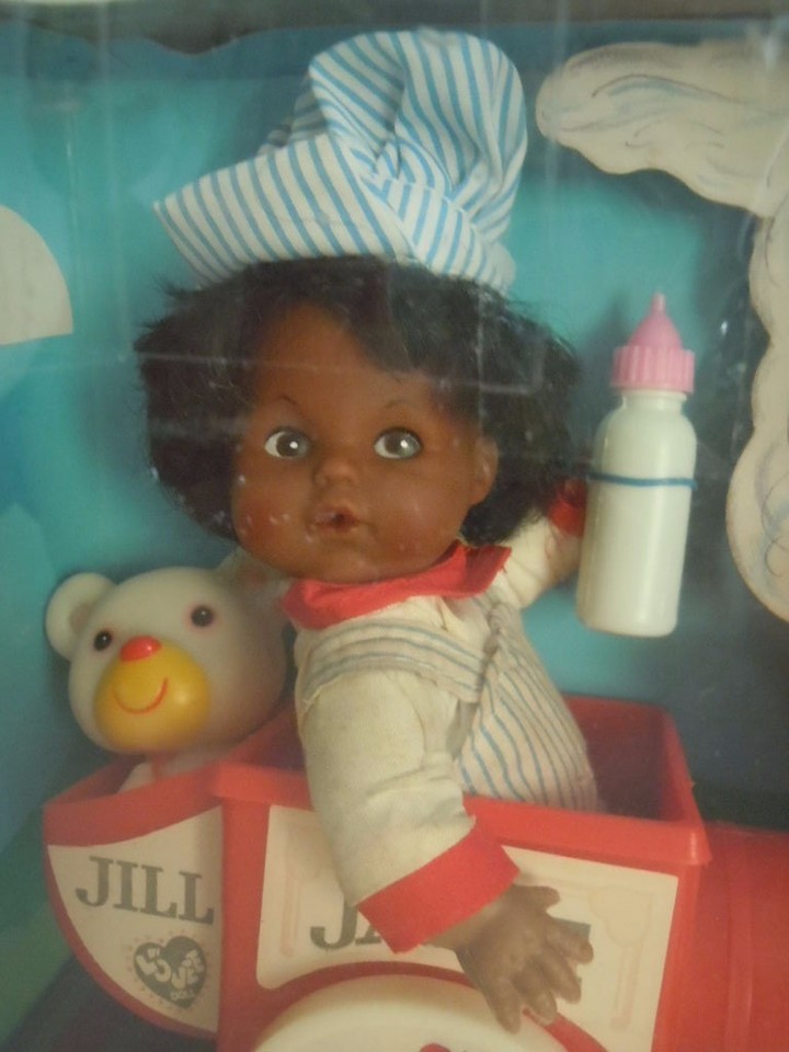 RARE AFRICAN AMERICAN DOLL ! VINTAGE LOVEE DOLL JAMIE & BABY BEAR PULL ...