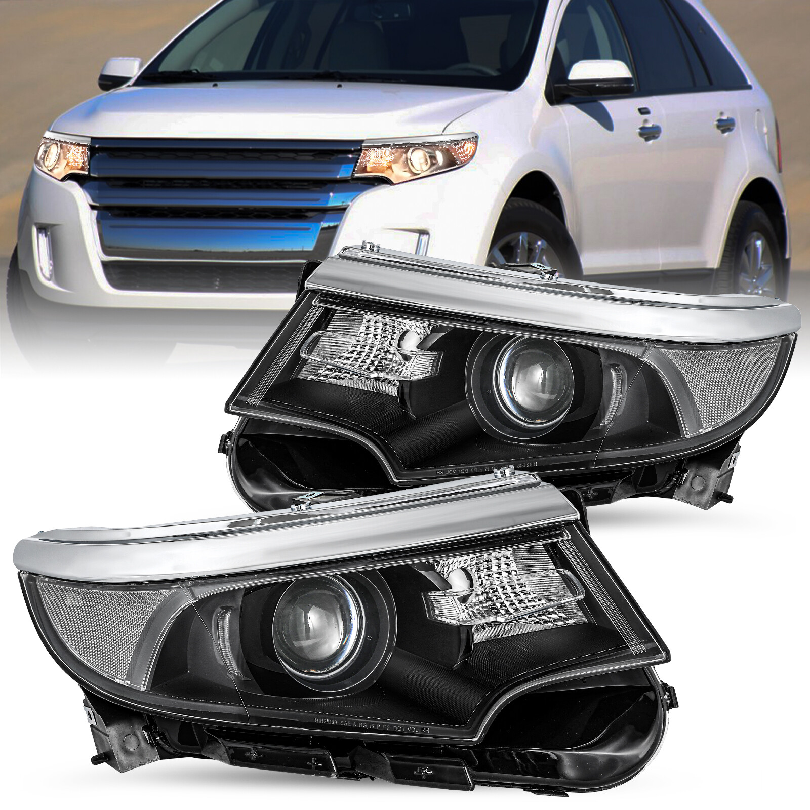 For 2011-2014 Ford Edge Headlights Replacement Pair Head Lamps Set | eBay