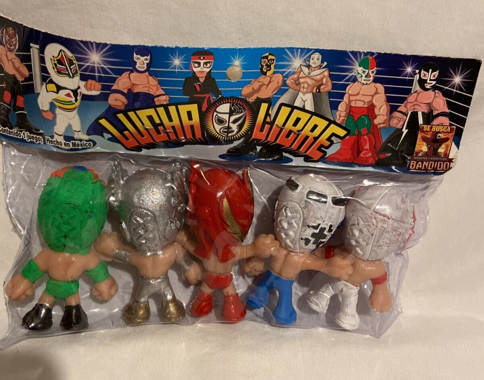 LUCHA LIBRE SET Luchadores Cabezones 3" Action Figures Mexican Toys set ...
