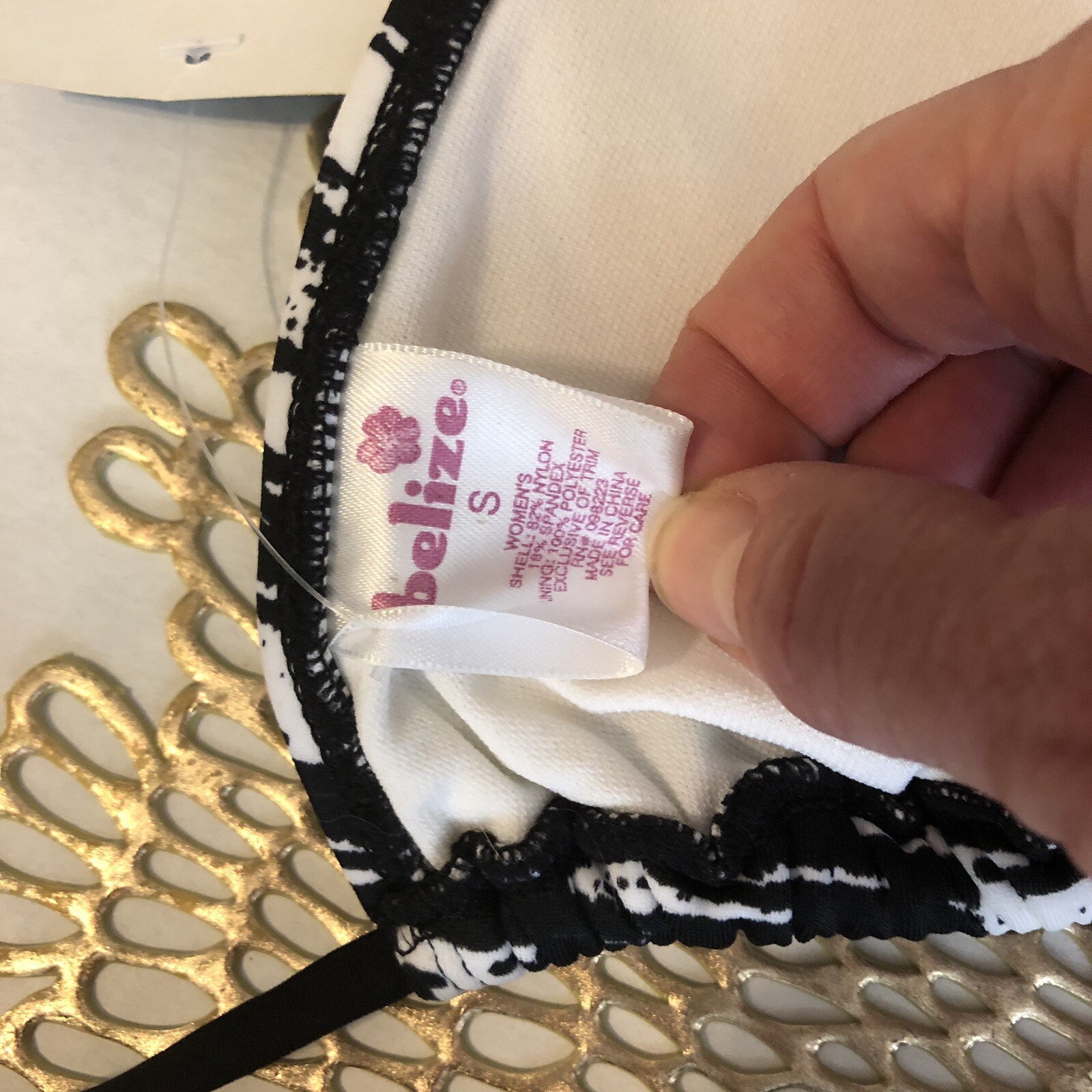 Nwt Belize Swimsuit Bikini 2pc Set Size S M Black White Triangle Ebay