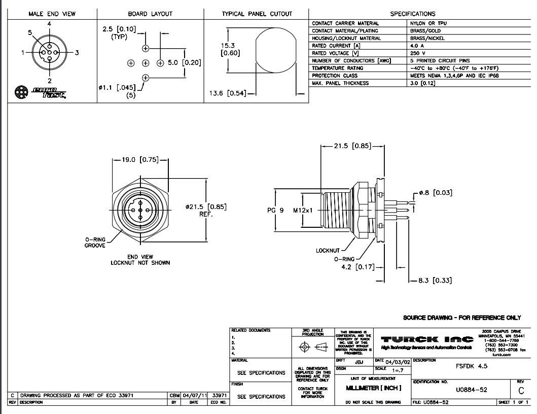 14 Turck 5p m12 panel connectors FSFDK 4.5 | eBay