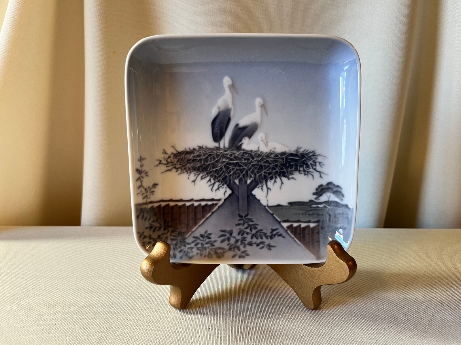 Vintage "Bing & Grondahl" #583/455 Storks on Nest Square Trinket Dish ...
