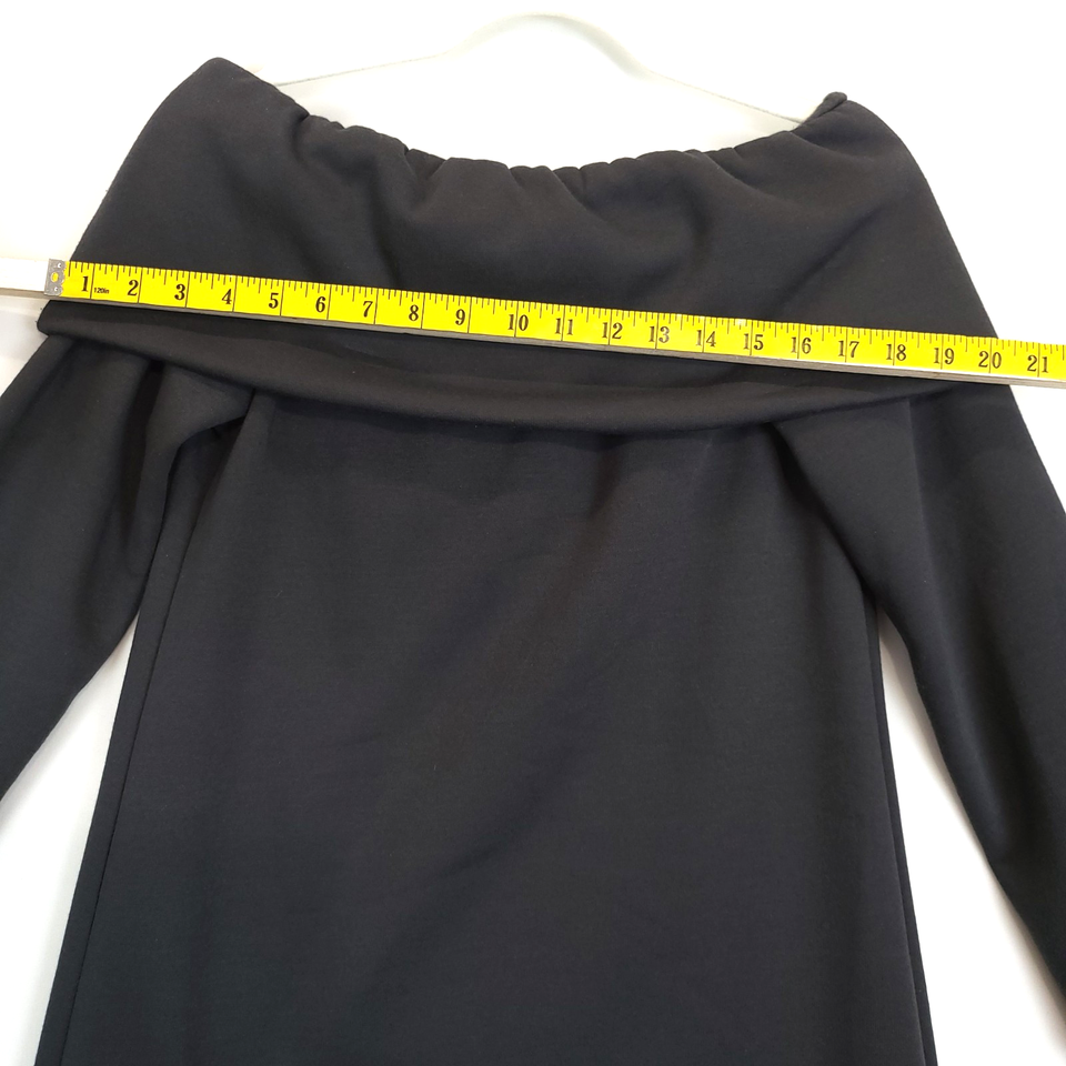 Go Couture Off Shoulder Long Sleeve Tunic Top Mini Dress Black Stretch ...