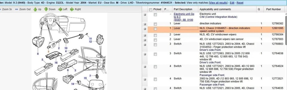 SAAB 9-3 YS3F Turn Signal Switch Knob 12801095 2.20 Diesel 92kw 2003 ...