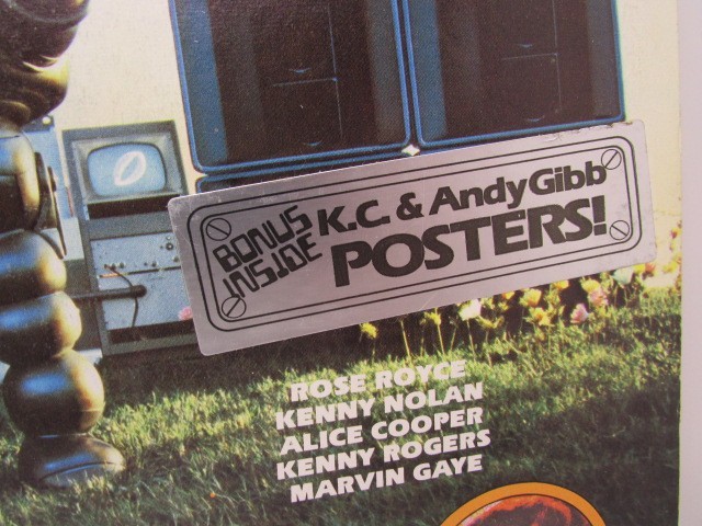 K-TEL MUSIC MACHINE 1977 VINYL LP w Andy Gibb & K.C. Posters KISS Elton ...