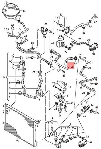 VW AUDI SKODA SEAT BEETLE COOLANT PIPE WITH COOLANT HOSE 03L122157K NO ...