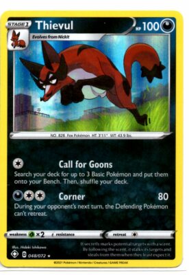 Pokemon Card THIEVUL Rare Holo 048/072 Shining Fates NEW | eBay Australia