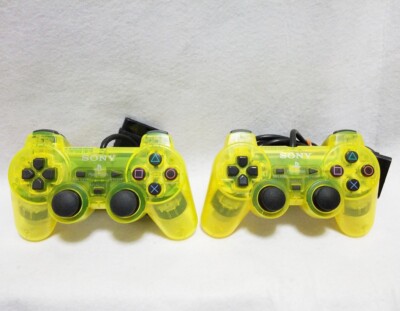 Sony Dual Shock 2 SCPH-10010 PS2 2 Controllers | Yellow Clear | PS/2 ...