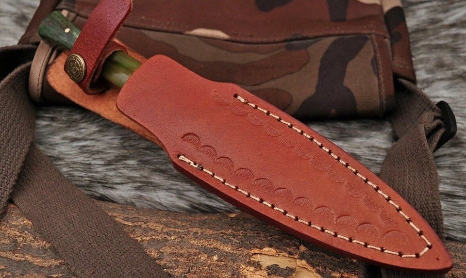 Damascus Steel Hunting Dagger Double Edge Boot Knife Full Tang With ...