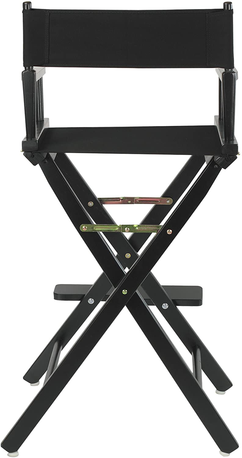 Wooden Directors Chair 30 Inch Bar Height Foldable Design Black Frame ...