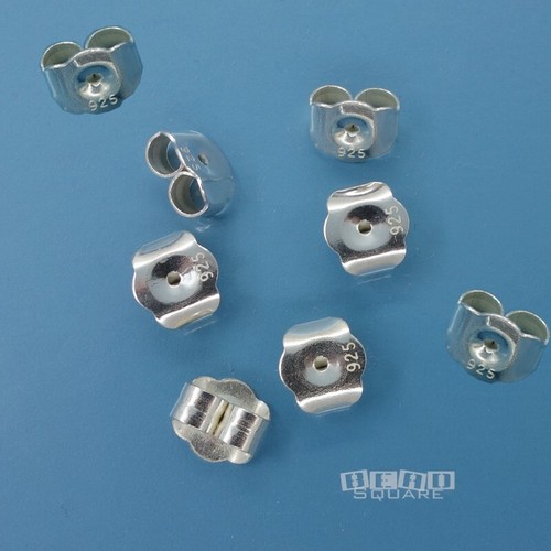 8 Solid Sterling Silver Post Earring Clutches / Ear Backs Nuts 6.3 x ...