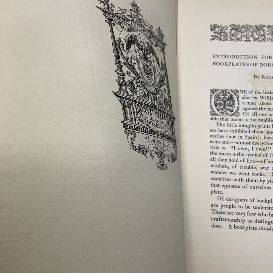 Bookplate Ex Libris Eleanor Roosevelt 1937 Year Book American Society ...