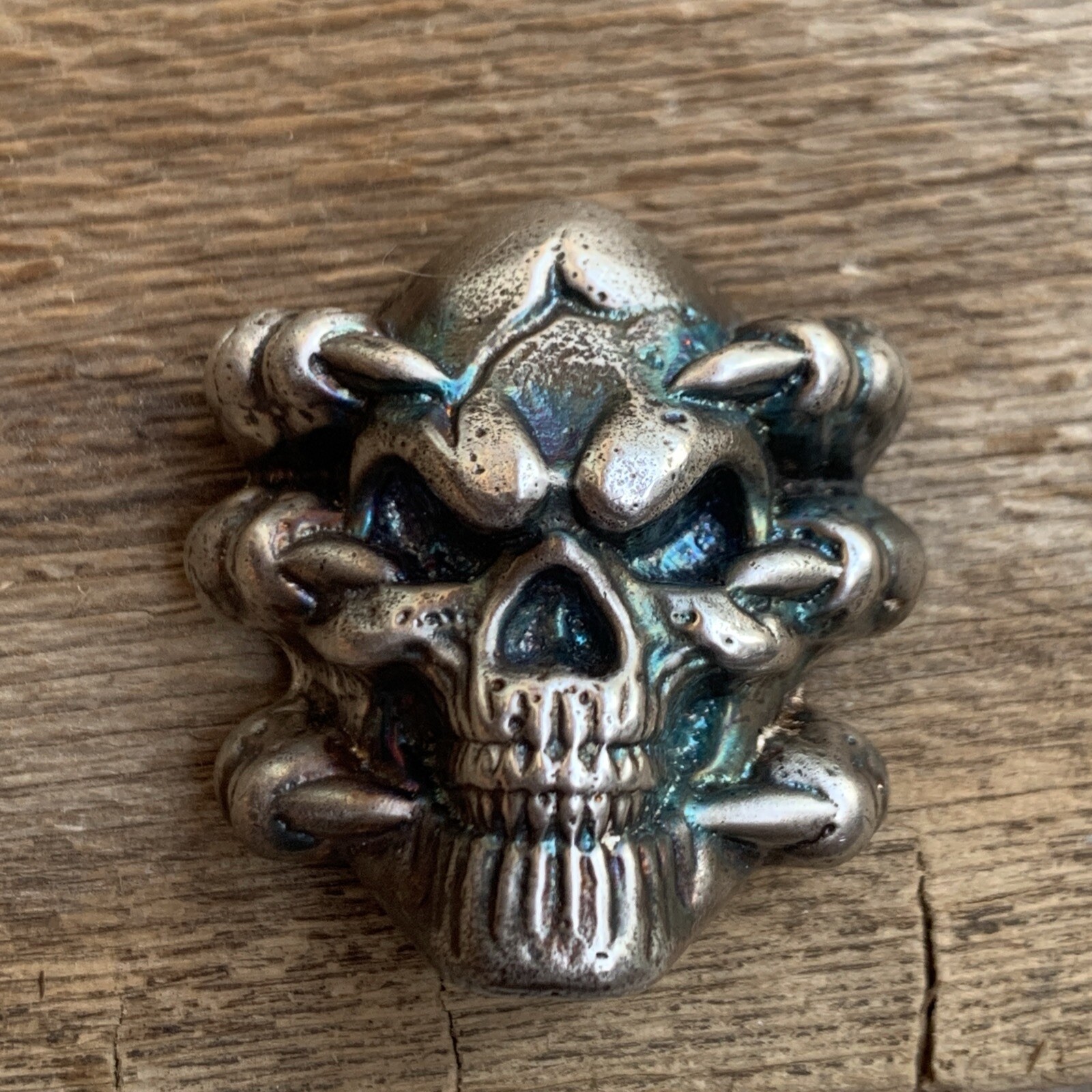 Hand poured Silver 4 Troy oz .999 fine silver claw Skull. VL Custom ...