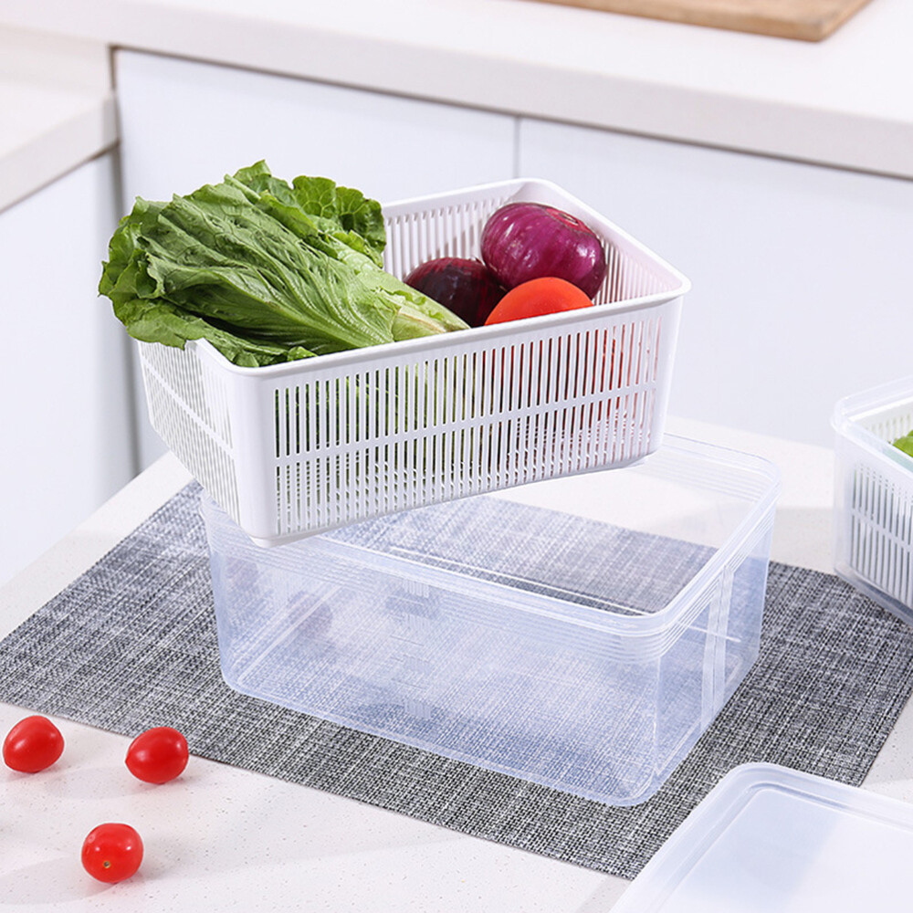 Salad Crisper Kitchen Storage Box Fridge Storage Boxes Fruit Fresh Box ...