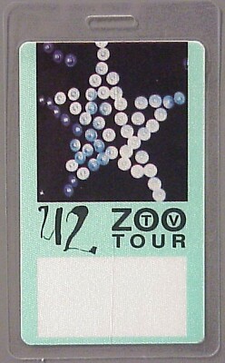 U2 backstage pass Laminated ZOO TV Tour green with star | eBay