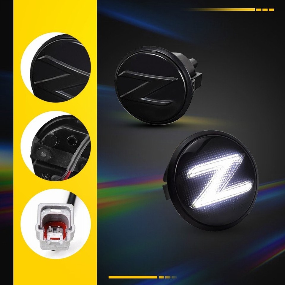 For 2010-2020 Nissan 370Z Smoked LED White Side Marker Light Sequential ...