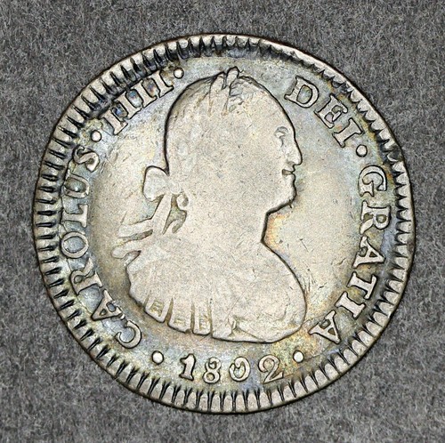1802 Mexico FM Silver 1 Real Colonial Coin, Carolus IIII | eBay