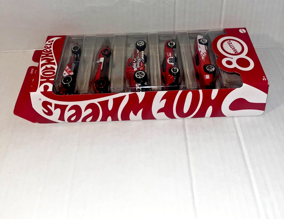 HOT WHEELS 1:64 Mattel 80th Anniversary Ruby Red Edition 5 Pack - JGK08 ...