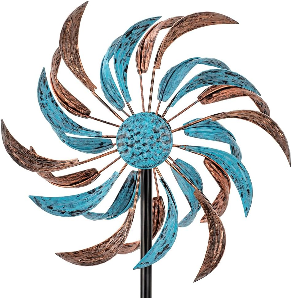 Metal Wind Spinner Outdoor Yard Art Kinetic Pinwheel Garden Decor Stake ...