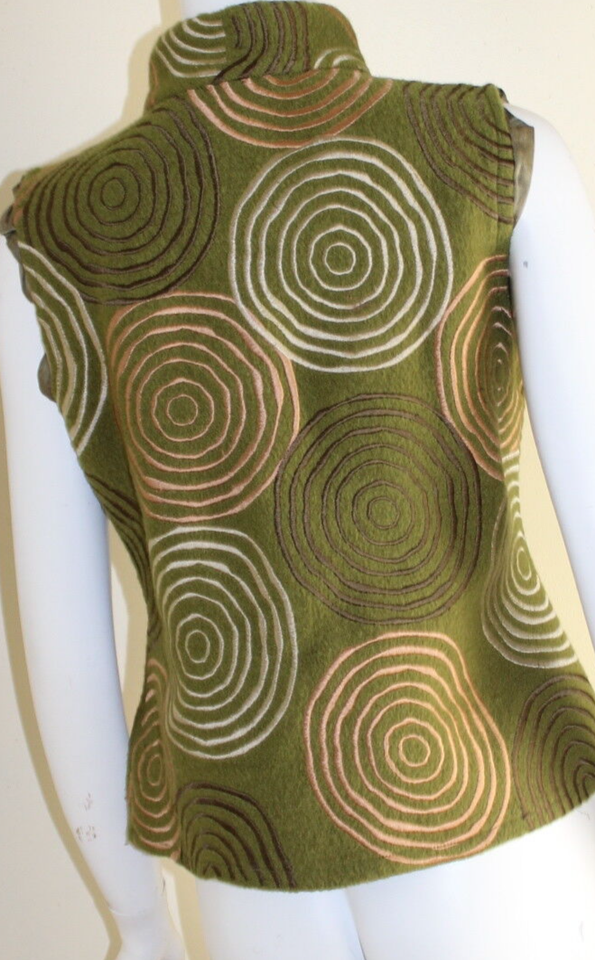 CoVelo Sz M Exceptional Art GREEN Boiled Wool Funky Mod Concentric Vest ...