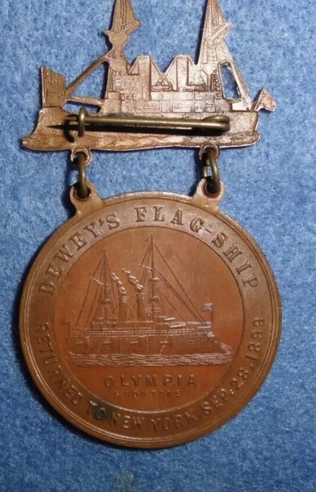 Admiral Dewey Manila US Olympia campaign 1898 badge choice | eBay