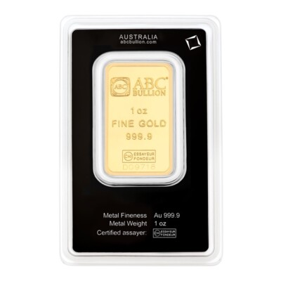 1 Troy Oz 999.9 Fine Gold ABC Bullion Minted Tablet Ingot Bar Sealed ...
