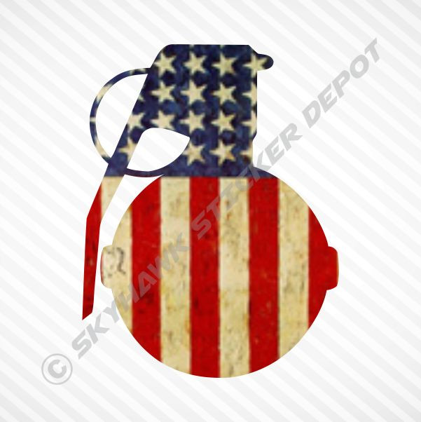 American Flag Grenade Vinyl Decal Bumper Sticker Molon Labe Truck Gun ...
