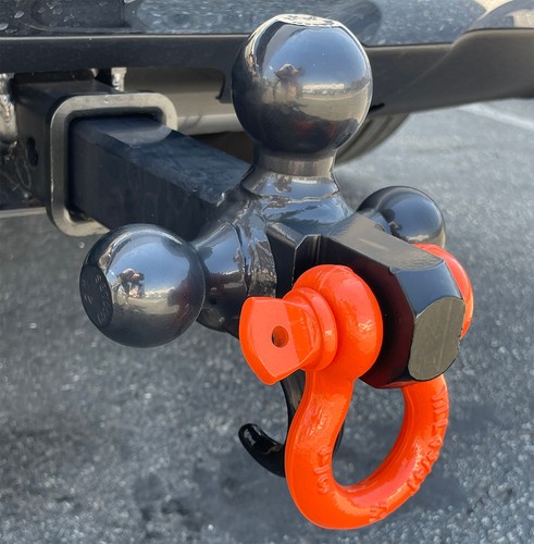 Trailer Receiver Hitch Triple Ball Mount D-Ring Shackle, & Hook Solid 2 ...