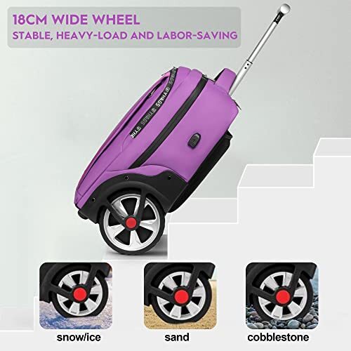 Rolling Backpack, Travel Backpack with Wheels, Rolling Backpack for ...