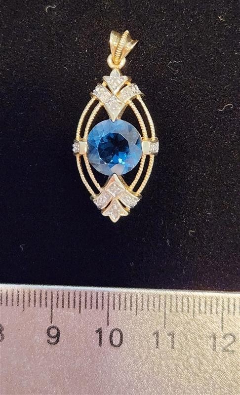 GORGEOUS Vintage Estate Samuel Aaron Inc 10kt GOLD with large Blue ...