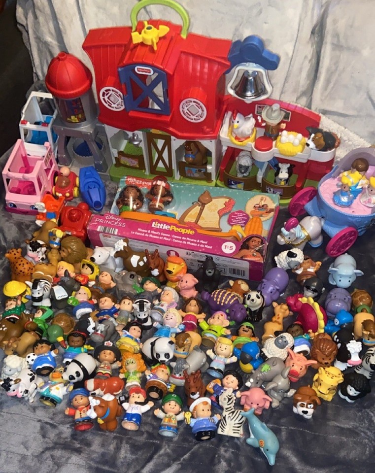 HUGE 107 PC Fisher Price Little People Lot Animals, Cars,People, Disney ...