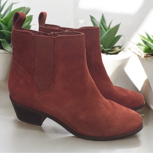Vionic Red Ankle Boots with Suede Material and Chunky Heel Size 8 | eBay
