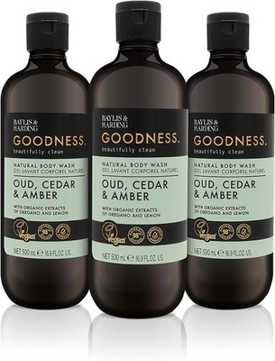 Baylis & Harding Goodness Body Wash Oud Cedar & Amber 500ml - Pack of 3 ...