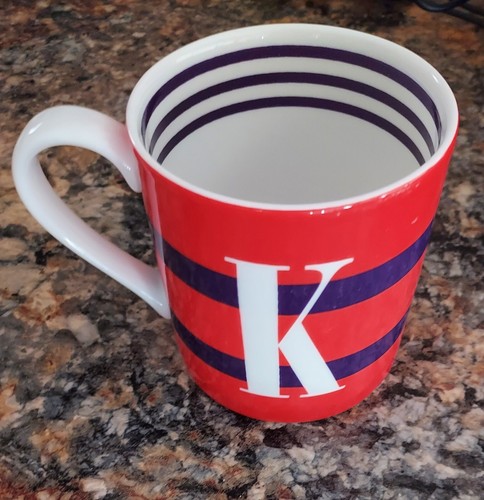 Kate Spade Lenox Wickford Red Letter Day Monogram K Mug Cup Orange ...