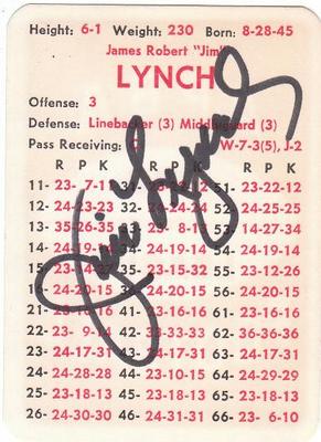 JIM LYNCH Autographed Signed 1973 APBA GAME card Kansas City Chiefs COA ...
