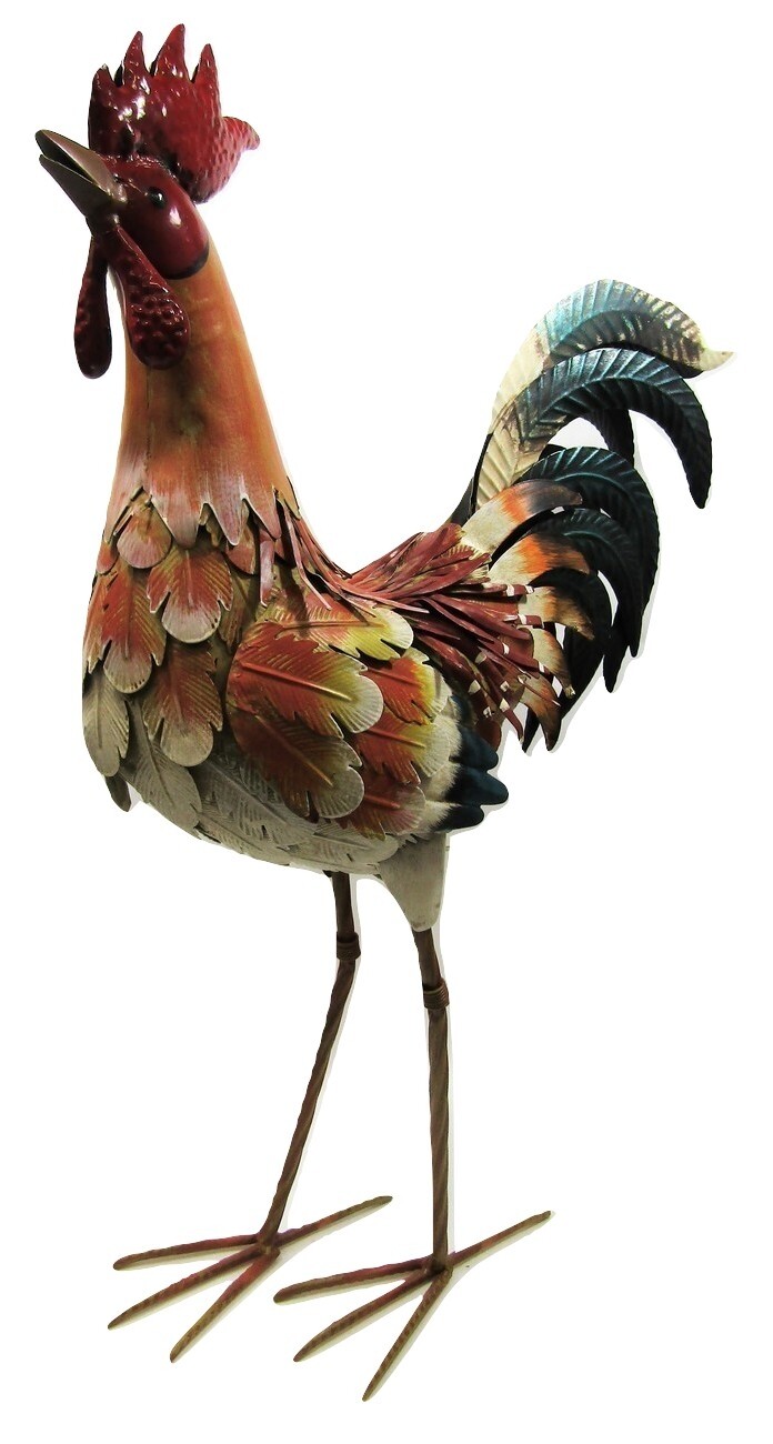 Country Rustic 24" Tall Colored Metal Rooster Chicken Yard Garden Art ...