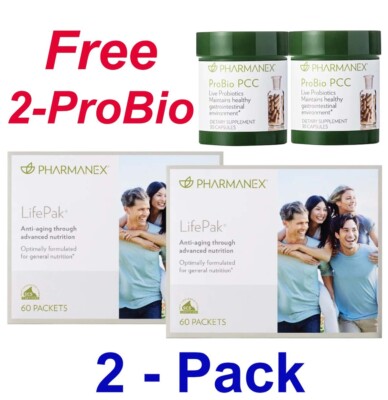 2 Pack Nu Skin Pharmanex Lifepak Anti Aging New-Sealed 05/2026 + FREE 2 ...