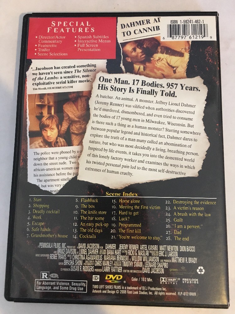 DVD - Dahmer (2002) - Jeremy Renner - RARE OOP 2008, Good Shape Jeffrey ...