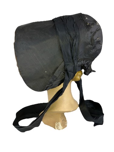 As Found Antique Poke Bonnet 1820-1840s Black Mourning Regency ...