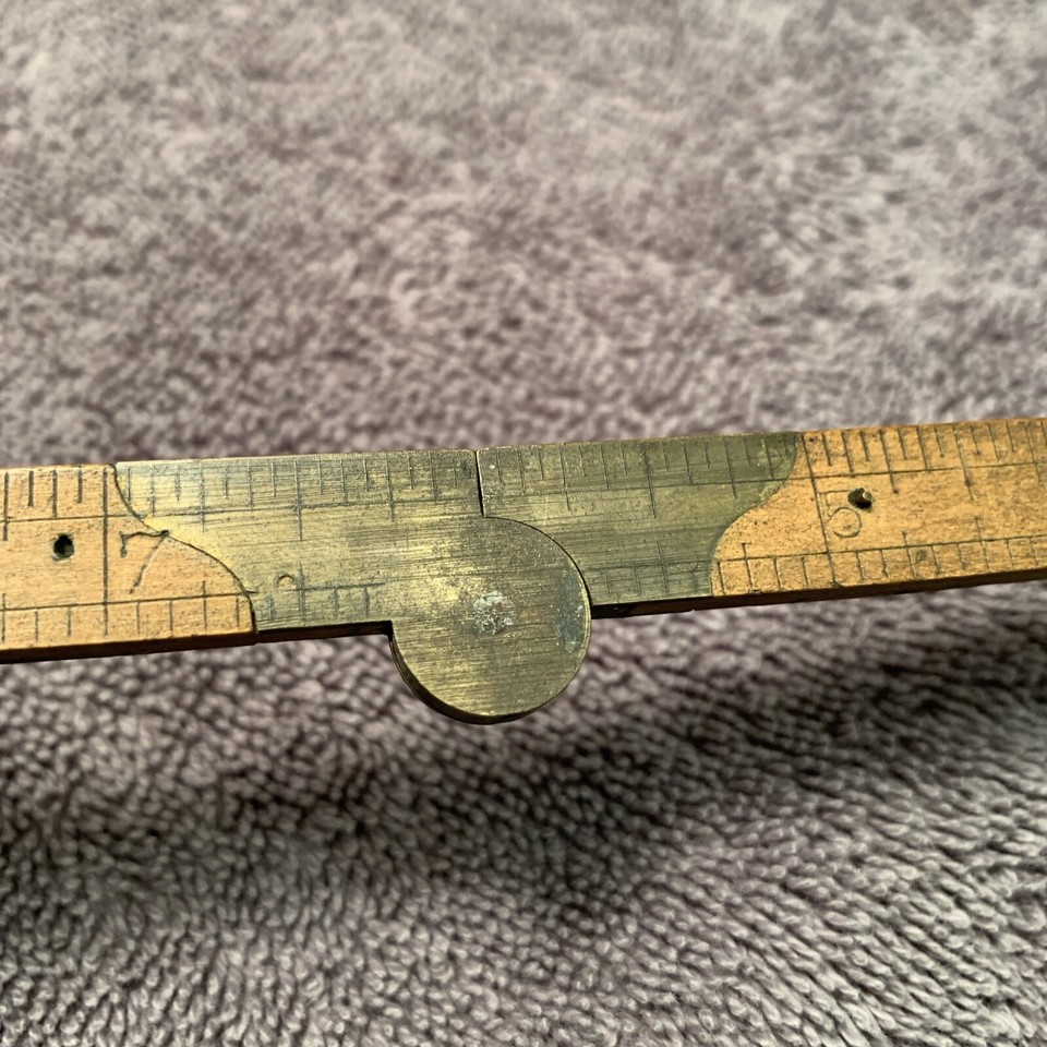 Vintage Pocket Folding Measuring Stick - Brass Sliding Caliper 15 ...
