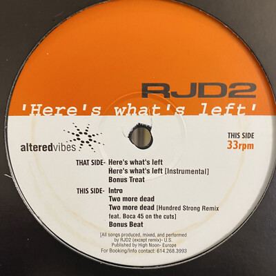 RJD2 - HERE'S WHAT'S LEFT (+REMIX) / TWO MORE DEAD (VINYL EP) 2002 ...