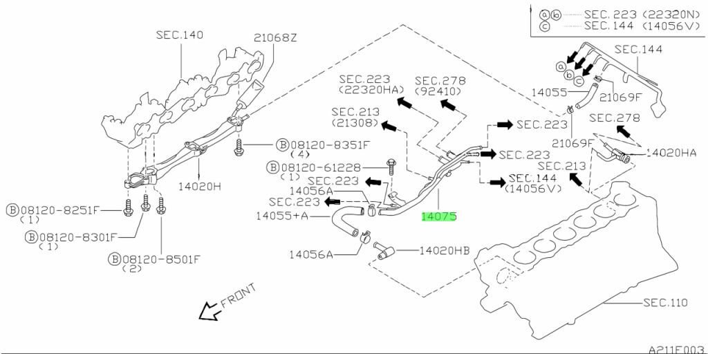 NISSAN GENUINE PIPE ASSEMBLY HEATER RETURN FRONT R32 14053 - 05U15 | eBay
