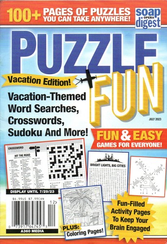PUZZLE FUN Magazine July 2023 Vacation Edition/Themed 100 Pages of ...