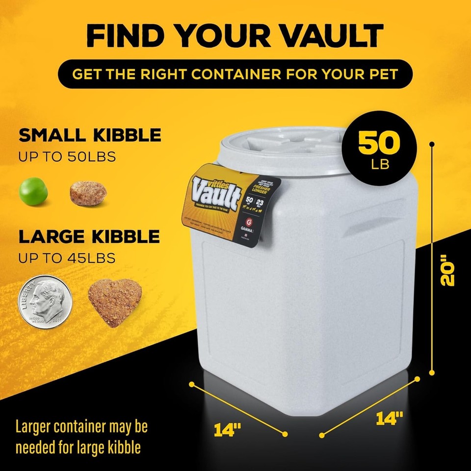 Vittles Vault Dog Food Storage Container, Fits Up to Dry Pet Food 50 ...