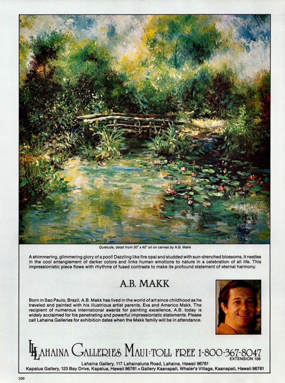 1986 A.B. MAKK Art Gallery Exhibit ~ Quietude ~ VINTAGE PRINT AD | eBay
